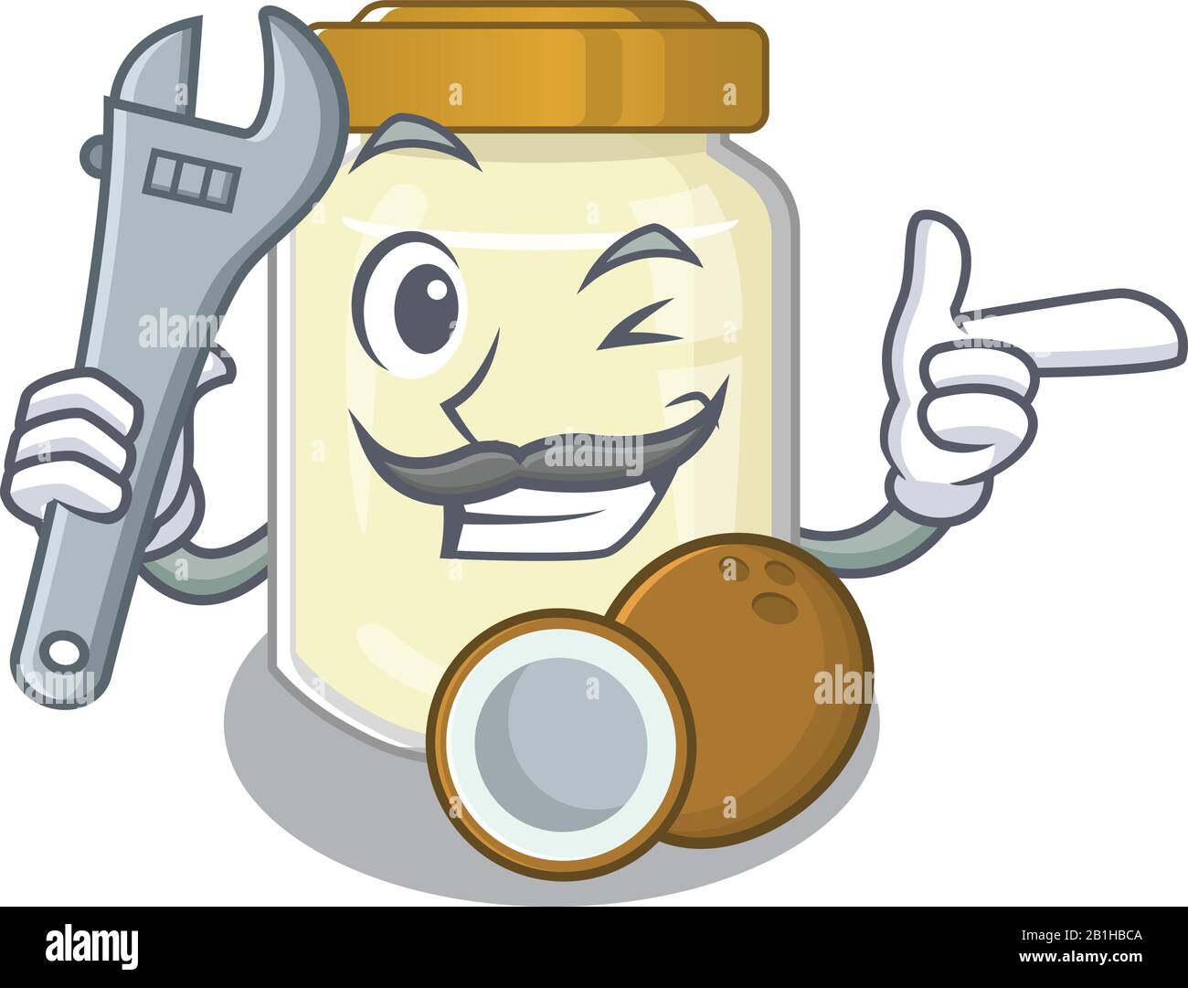 Smart Mechanic coconut butter cartoon character design Stock Vector ...