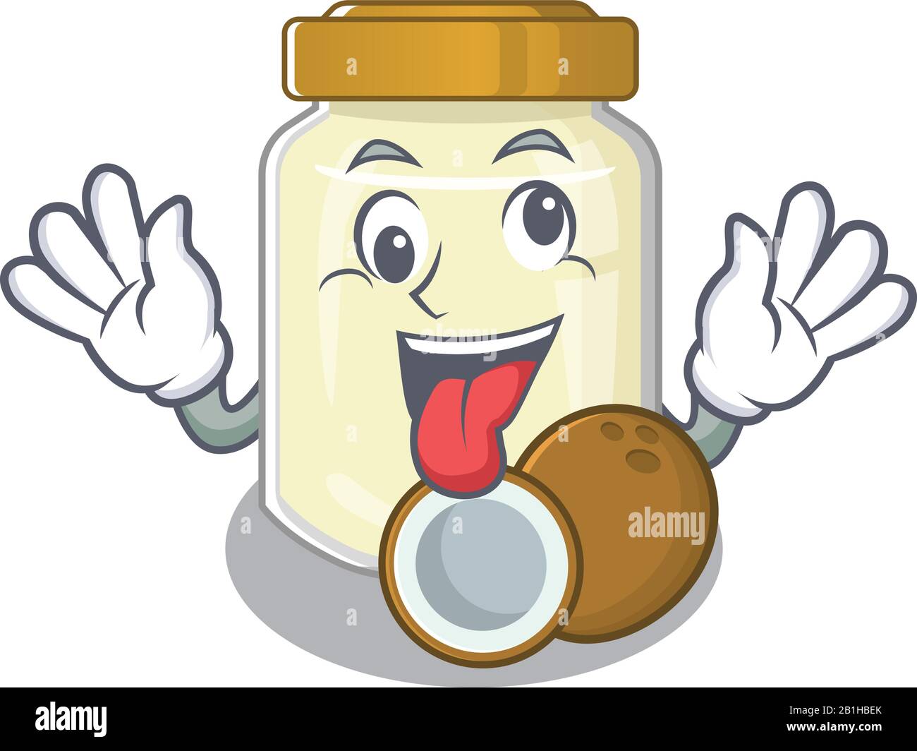 Cute sneaky coconut butter Cartoon character with a crazy face Stock ...