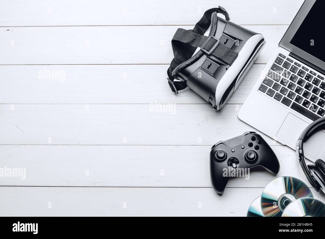 gamer workspace concept, top view. creative photo Stock Photo - Alamy