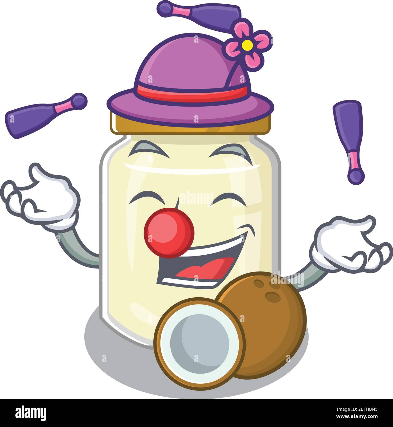 a lively coconut butter cartoon character design playing Juggling Stock ...