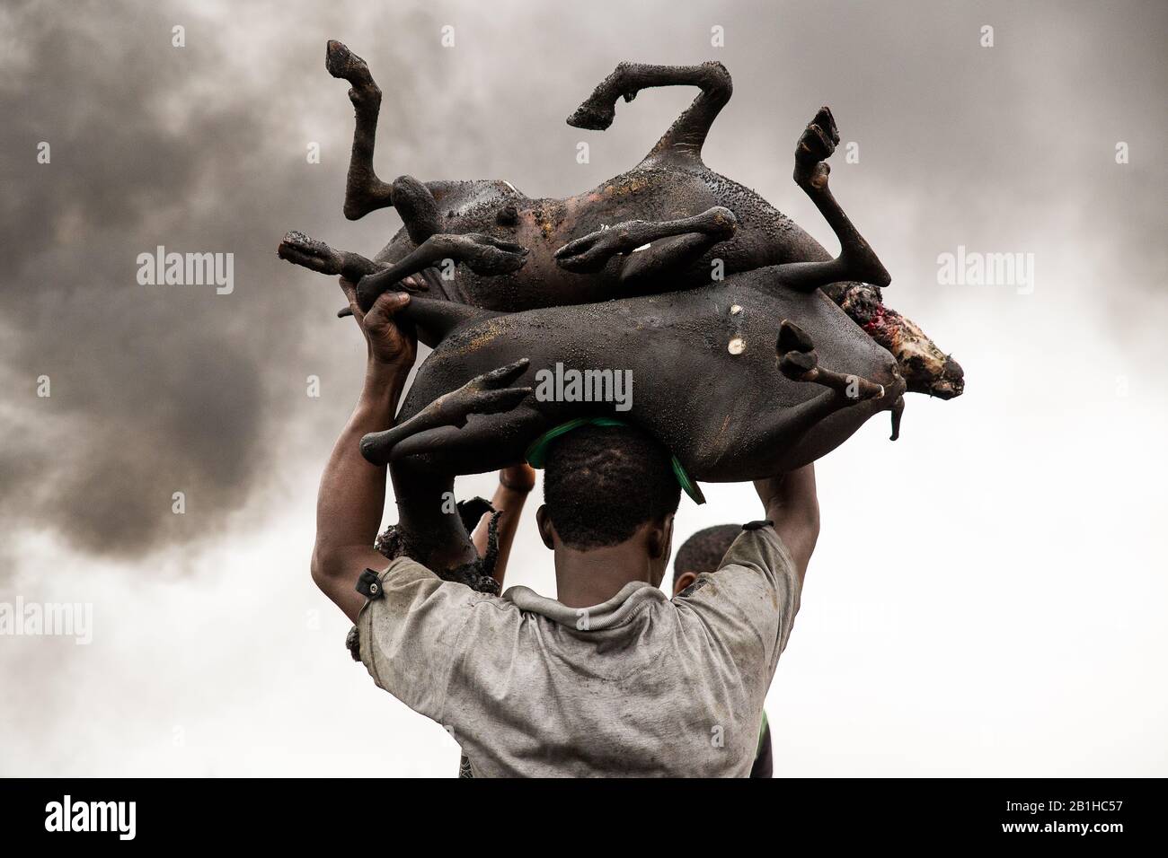 Goat meat processing in Gudu, Abuja, Nigeria Stock Photo - Alamy