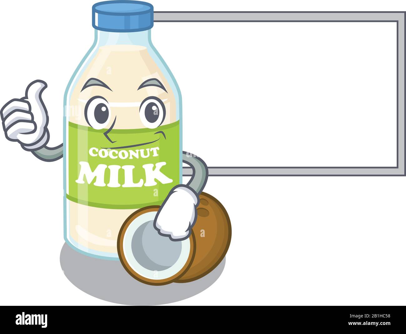 Thumbs up of coconut milk cartoon design having a board Stock Vector ...