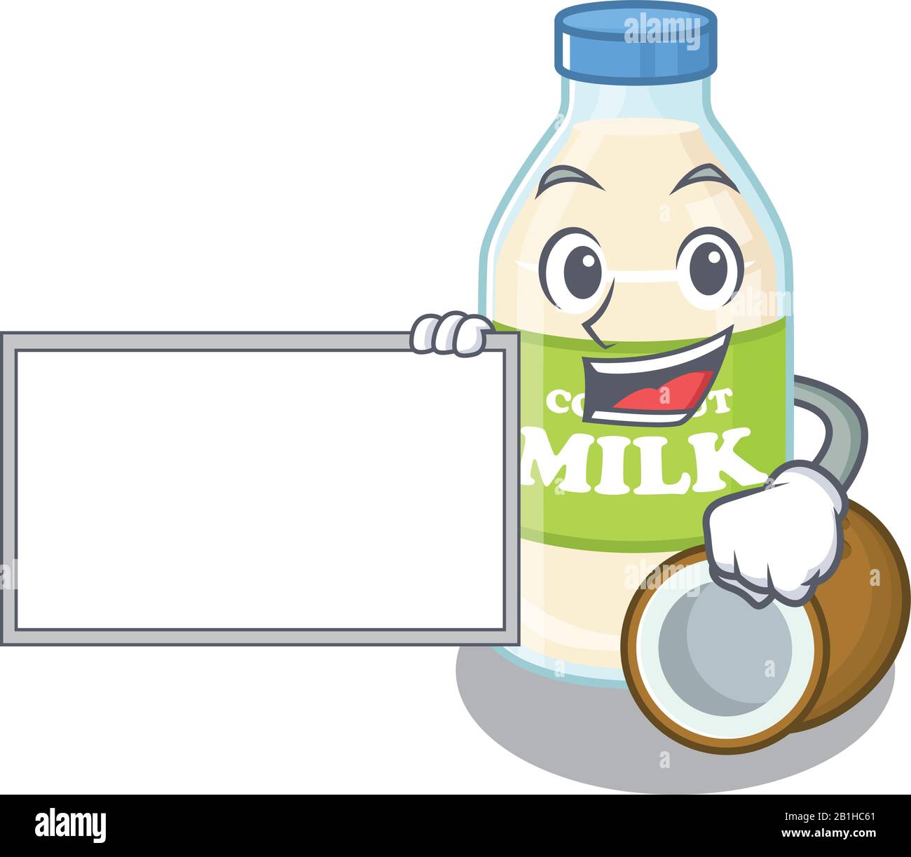 cartoon character of coconut milk design concept bring a board Stock ...