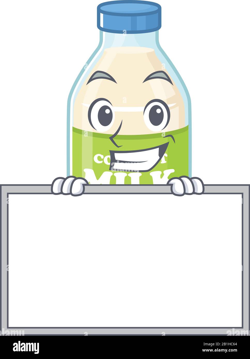Coconut milk cartoon design concept grinning with board Stock Vector ...