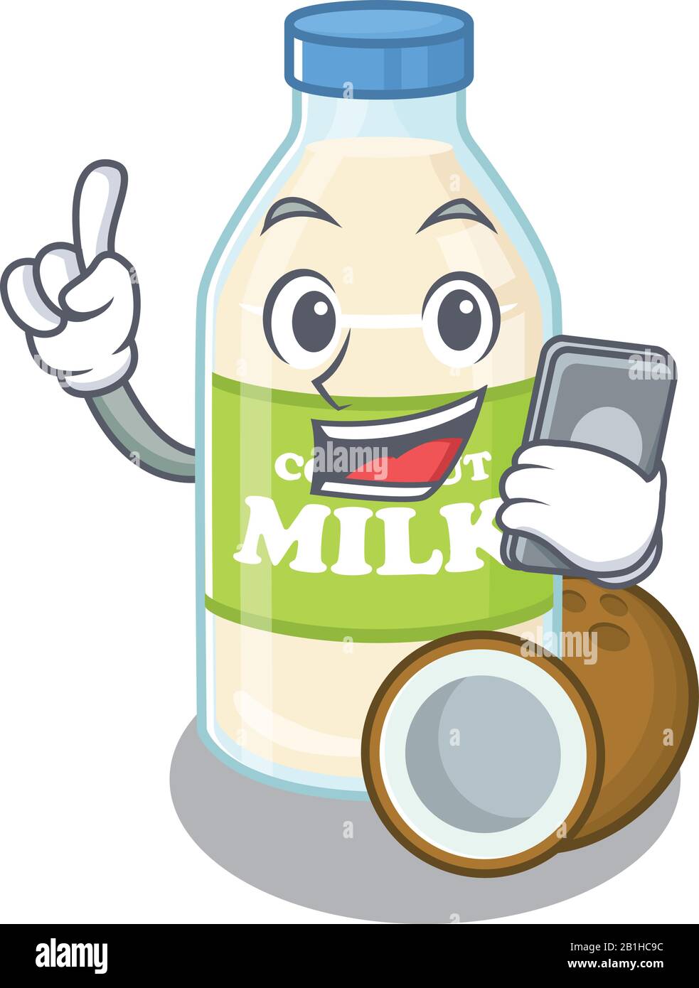 Coconut milk Cartoon design style speaking on a phone Stock Vector ...