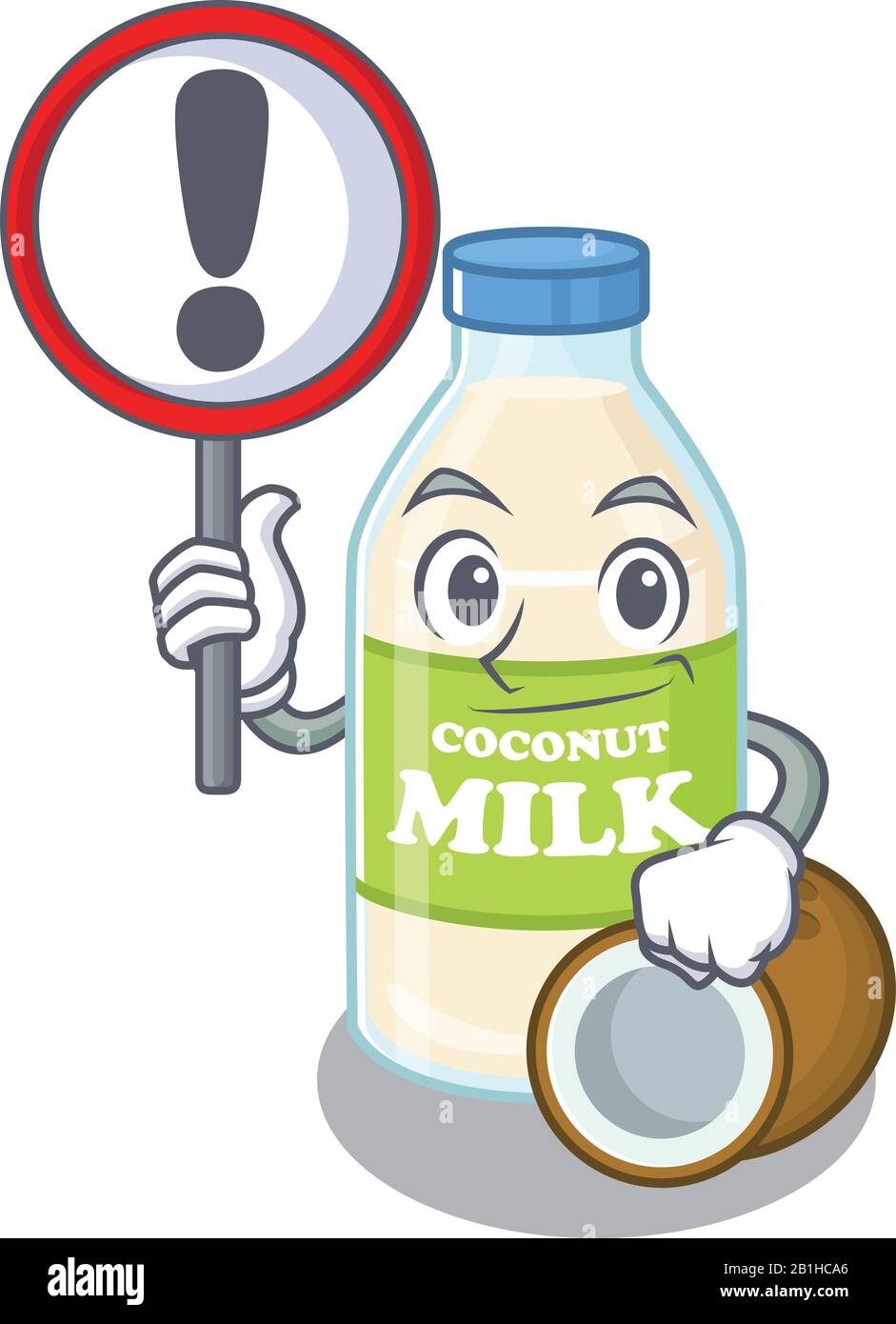 cute mascot character style of coconut milk raised up a sign Stock ...