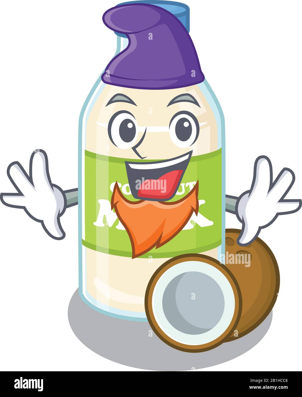 cartoon mascot of funny coconut milk dressed as an Elf Stock Vector ...