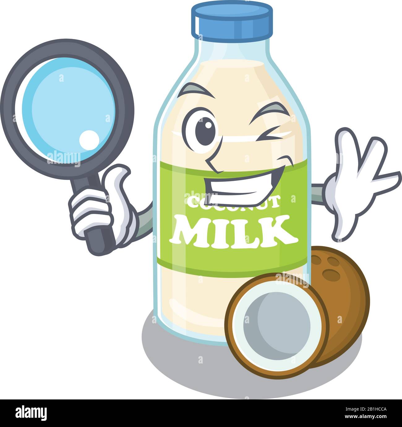 Elegant and Smart coconut milk Detective cartoon design concept Stock ...