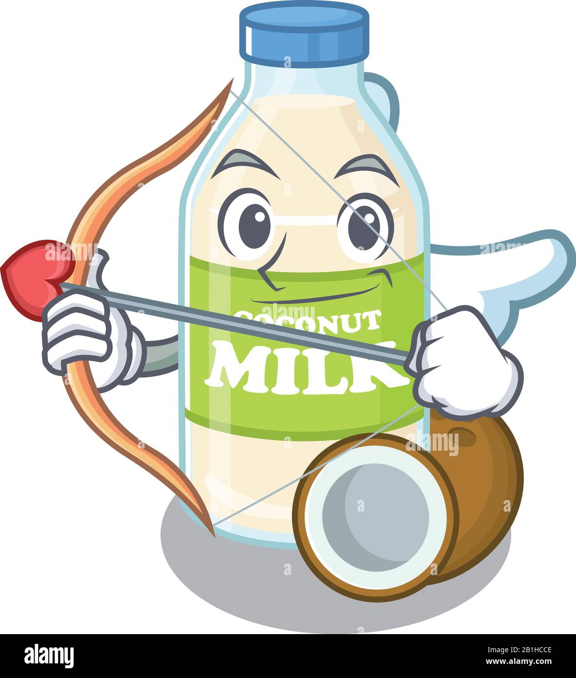 Sweet coconut milk Cupid cartoon design with arrow and wings Stock ...