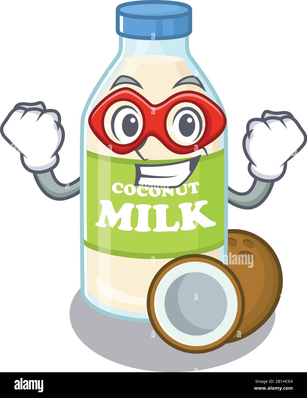 A cartoon concept of coconut milk performed as a Super hero Stock ...