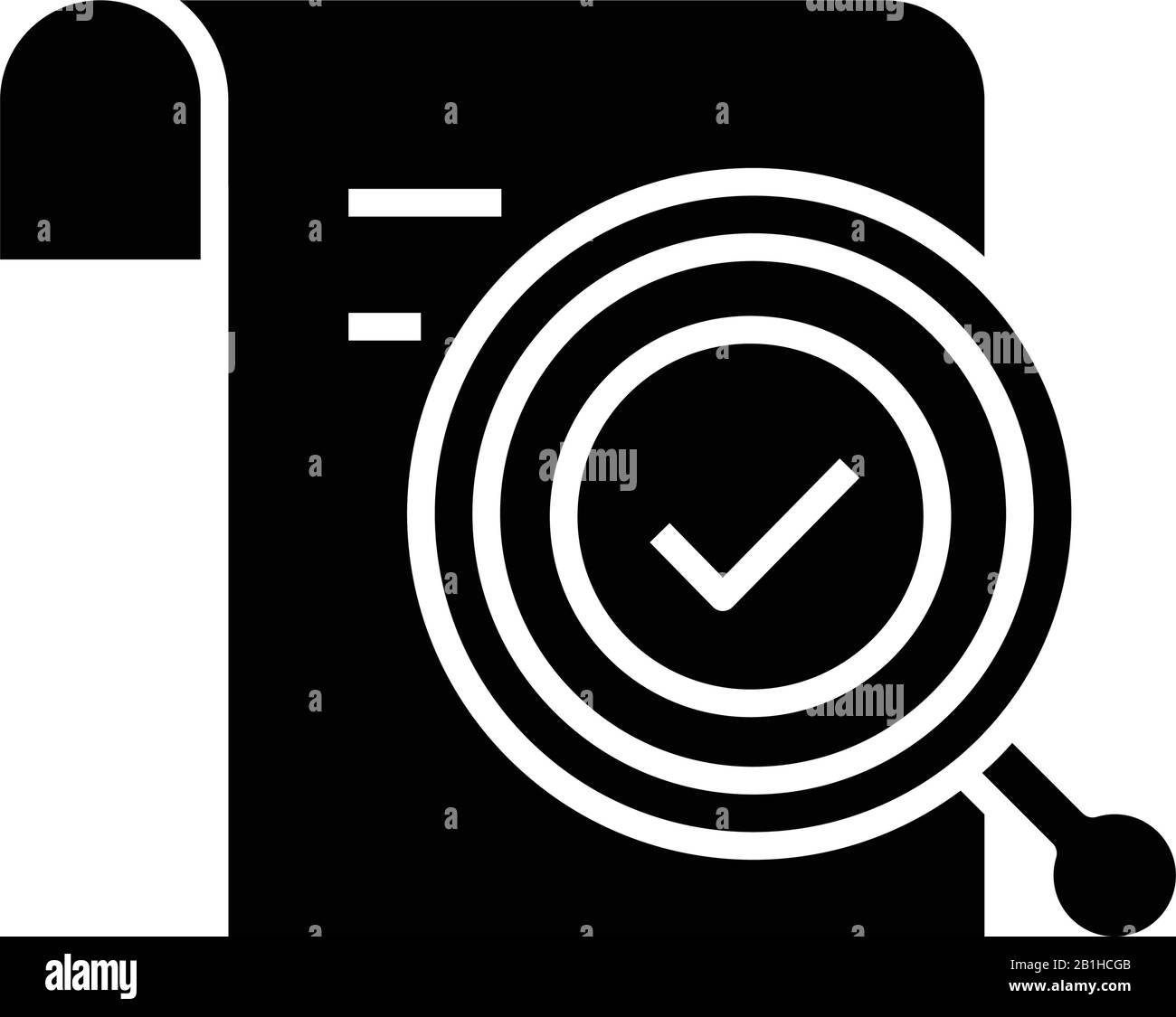 Approving report black icon, concept illustration, vector flat symbol ...
