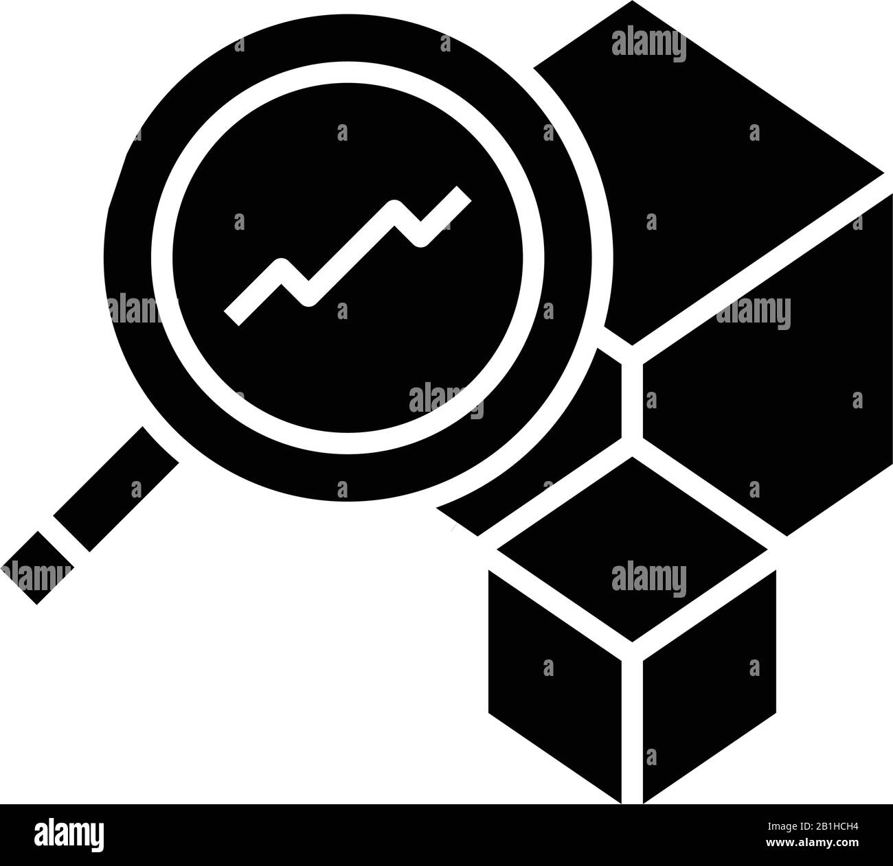 Blocks search black icon, concept illustration, vector flat symbol ...