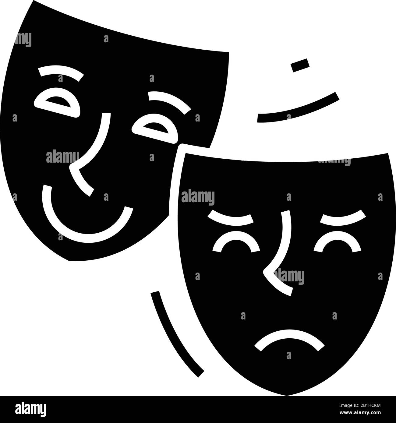 Acting mask black icon, concept illustration, vector flat symbol, glyph ...