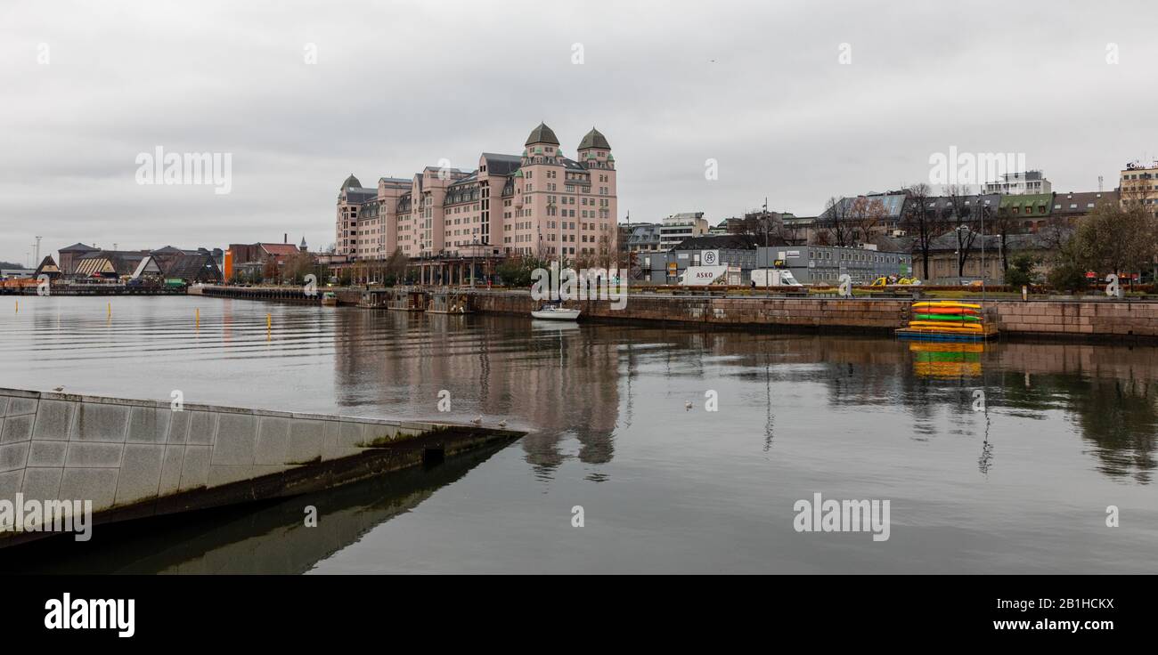 Views across the river from Oslo Opera House, Oslo, Norway Stock Photo ...