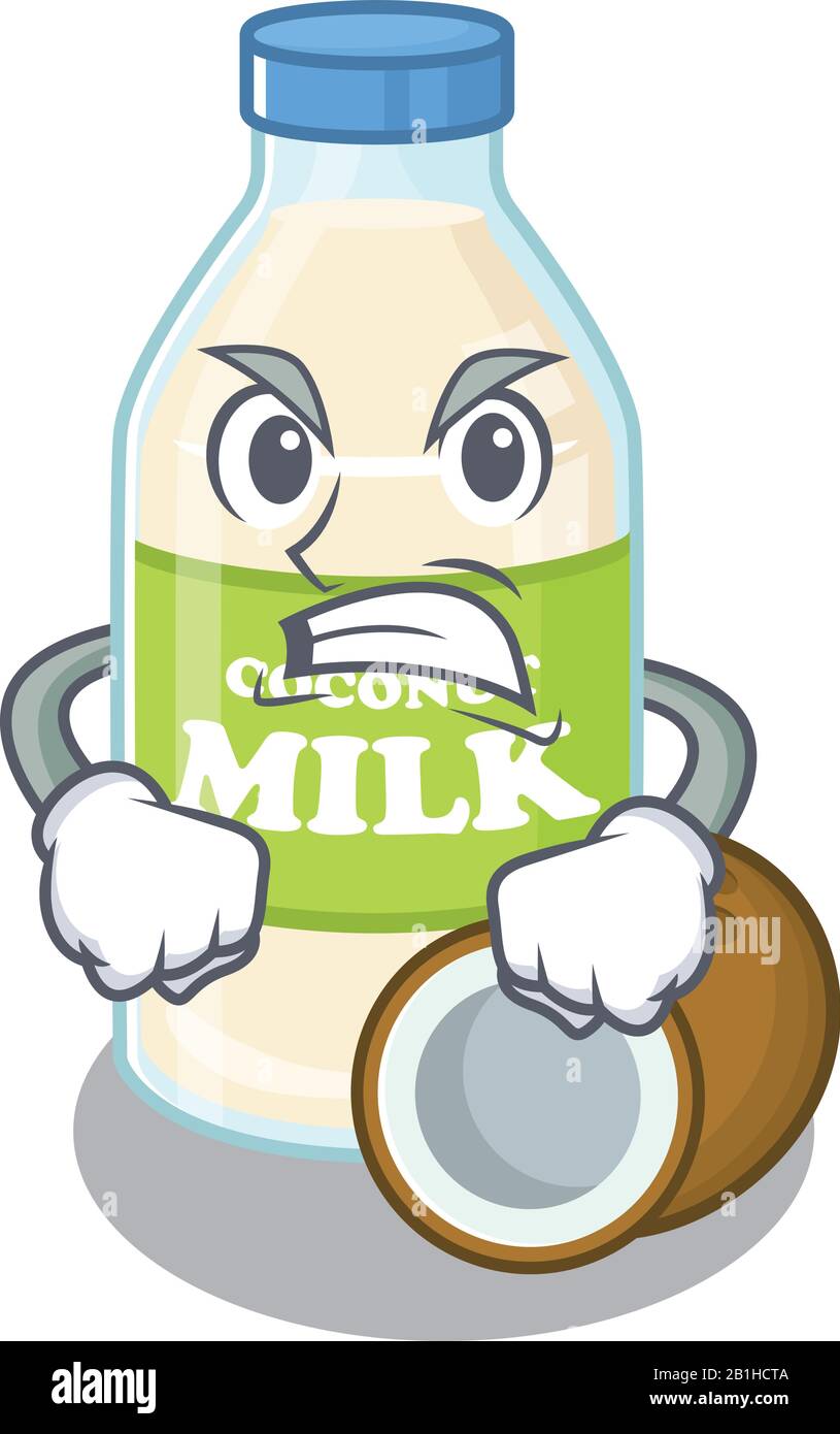 coconut milk cartoon character style having angry face Stock Vector ...