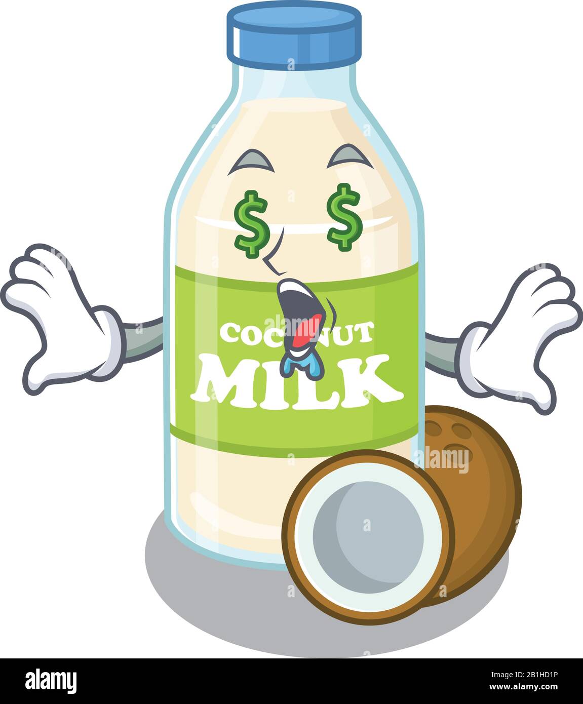 Happy rich coconut milk cartoon character with Money eye Stock Vector ...