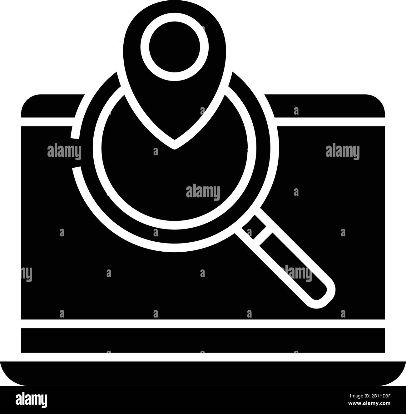 Address search black icon, concept illustration, vector flat symbol ...