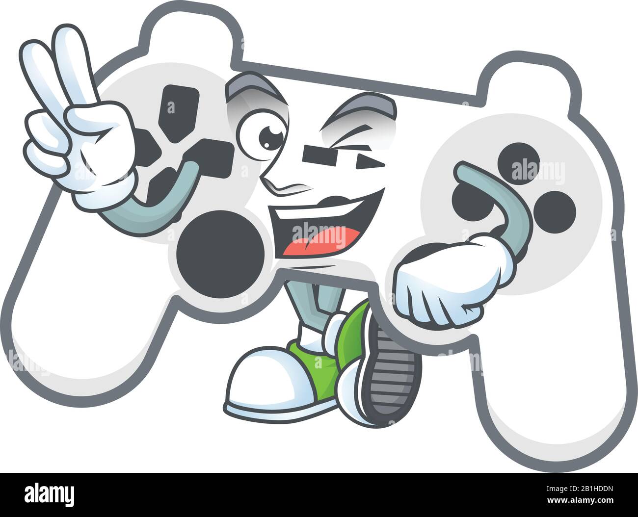 Cute cartoon mascot picture of white joystick with two fingers Stock ...