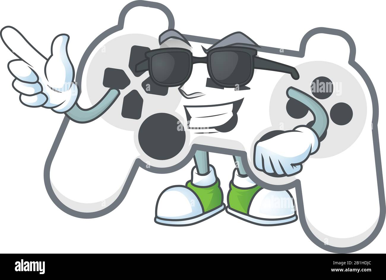 Super cool white joystick mascot character wearing black glasses Stock ...