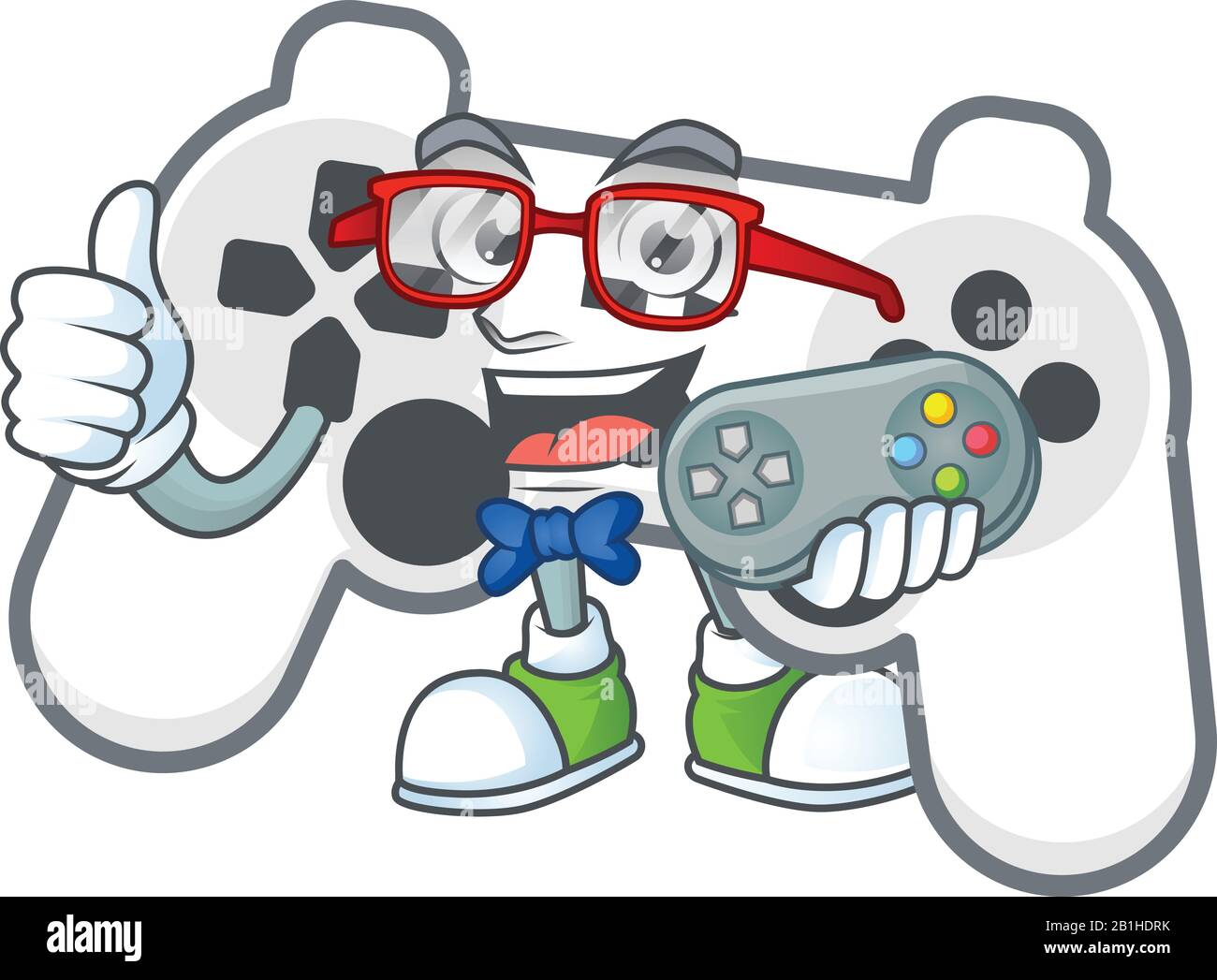 An attractive gamer white joystick cartoon character design Stock ...