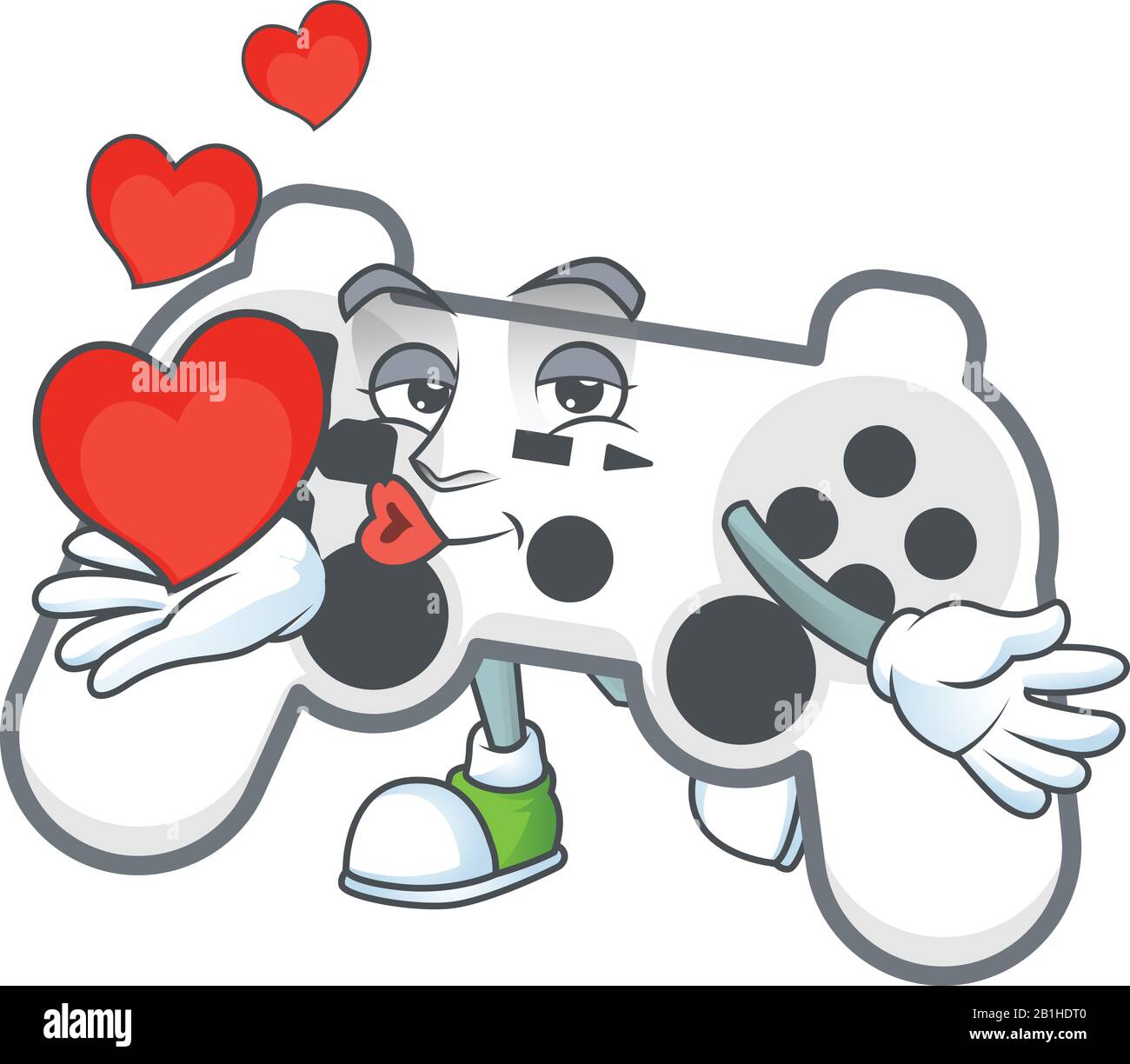A sweetie white joystick cartoon character holding a heart Stock Vector ...