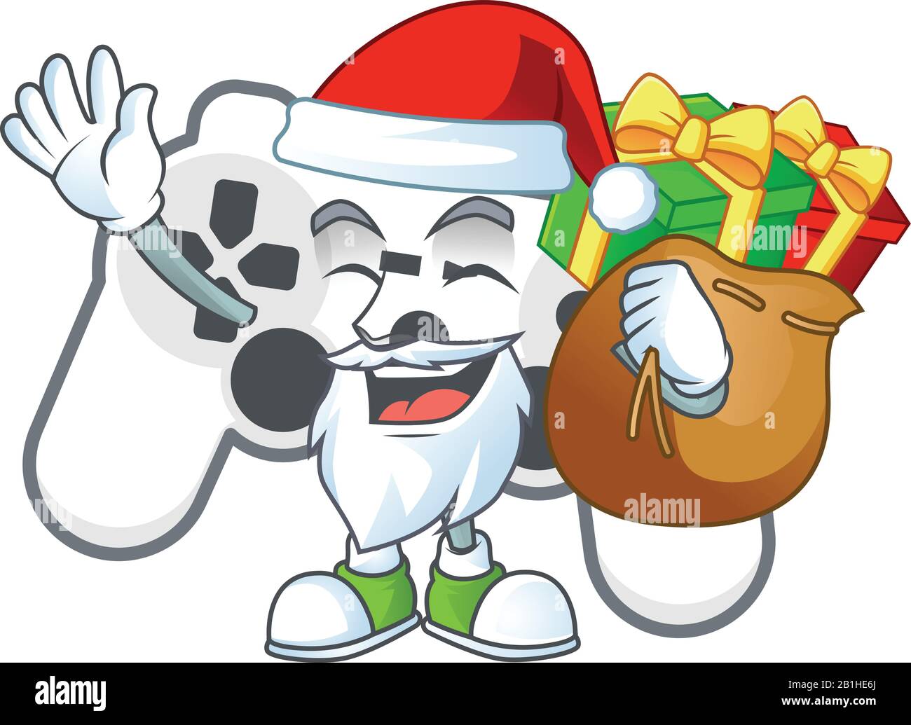 Santa white joystick Cartoon design having a sack of gifts Stock Vector ...