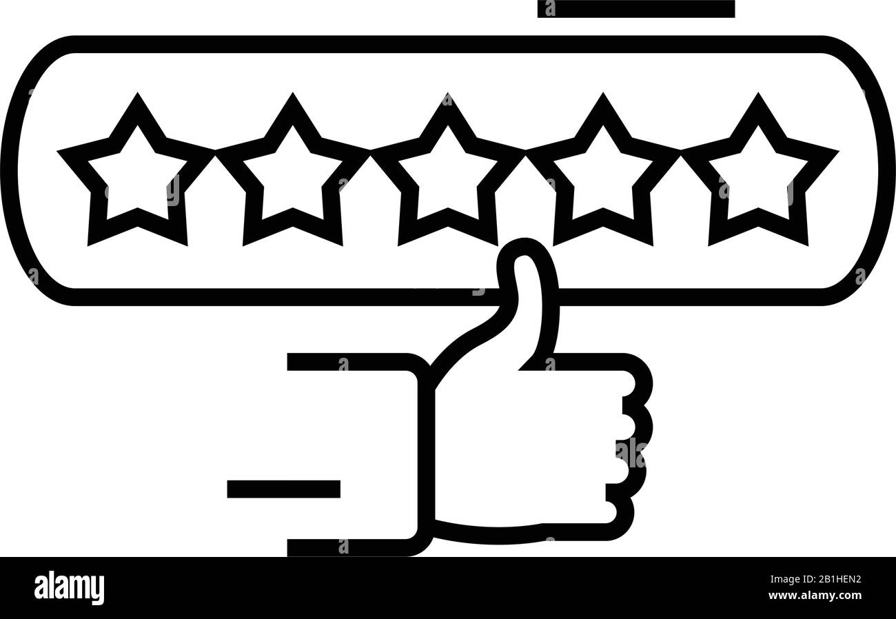 Excellent review line icon, concept sign, outline vector illustration ...