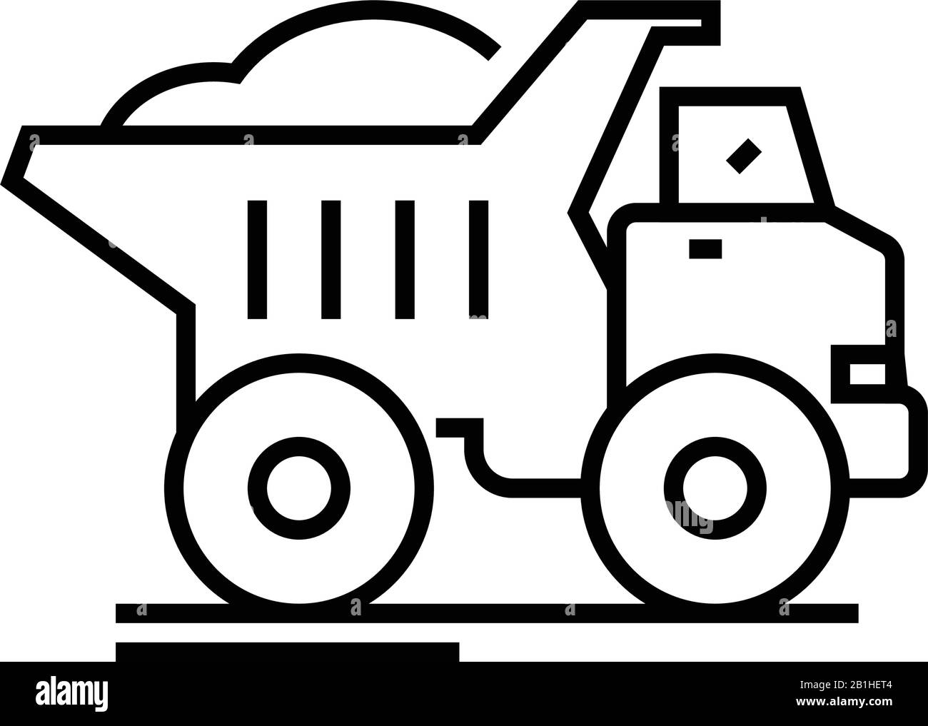 Dump truck line icon, concept sign, outline vector illustration, linear ...
