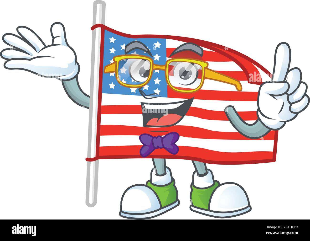 The Geek character of USA flag with pole mascot design Stock Vector ...