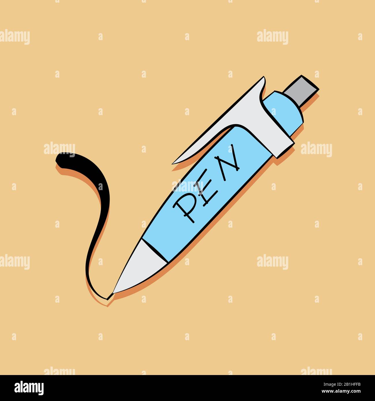 flat blue writing pen illustration Stock Vector Image & Art - Alamy