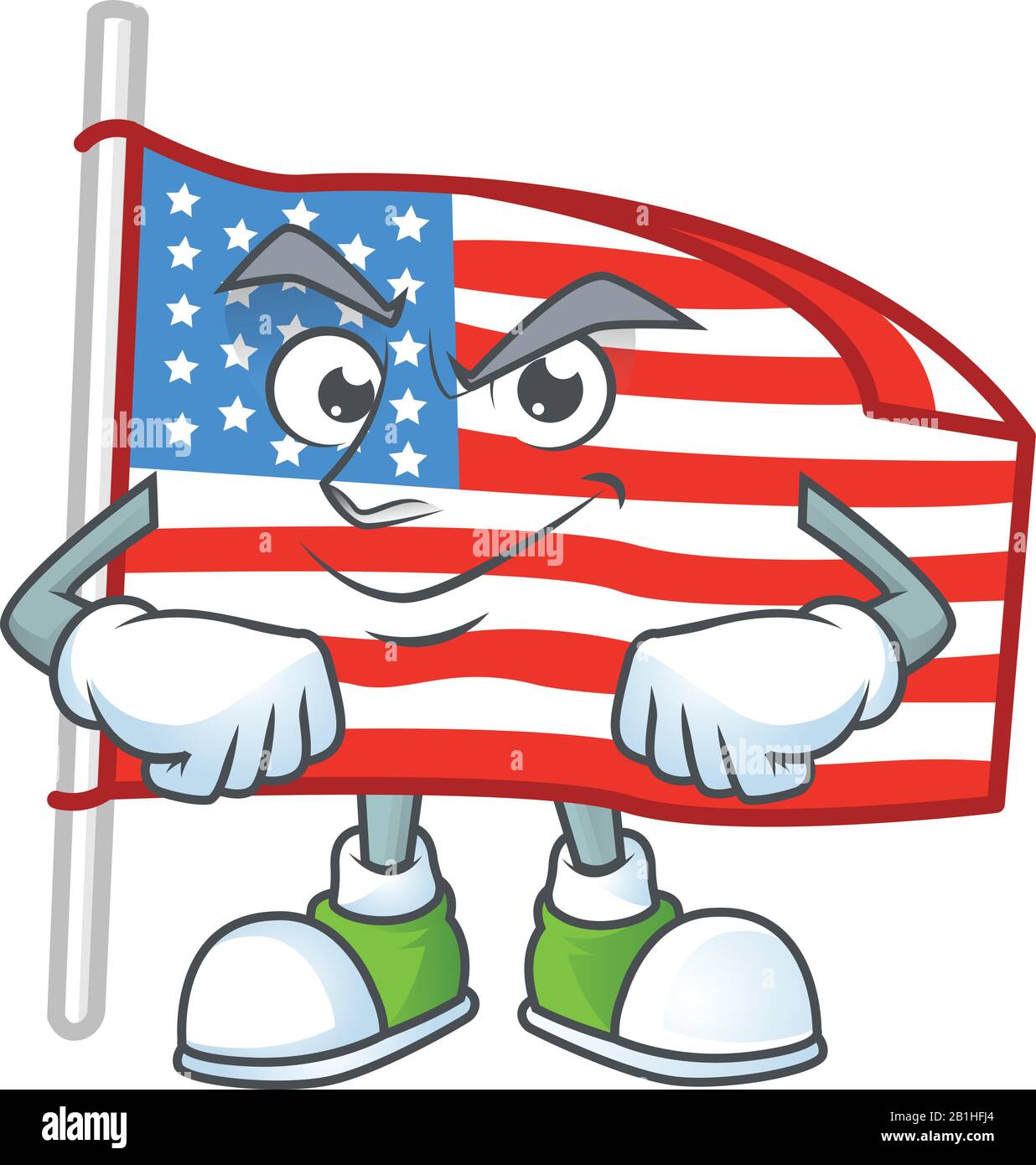 USA flag with pole mascot icon design style with Smirking face Stock ...