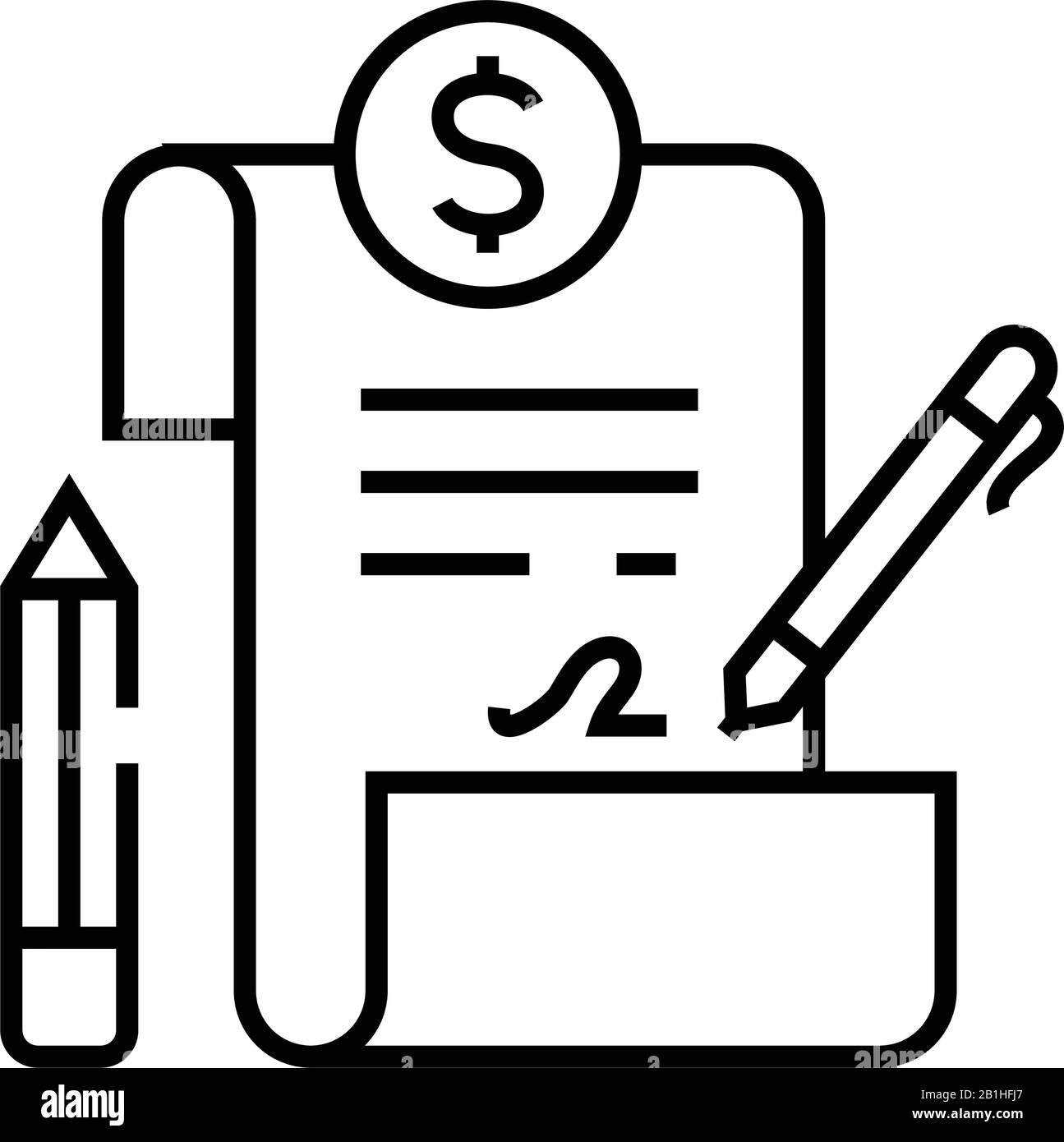 Financial contract line icon, concept sign, outline vector illustration ...
