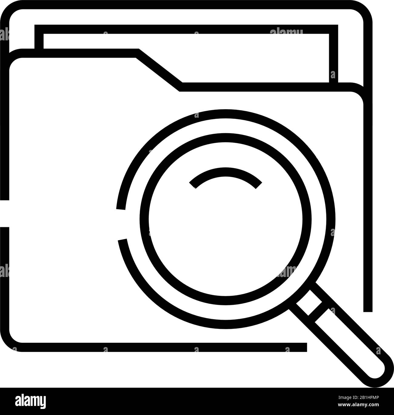 File search line icon, concept sign, outline vector illustration ...