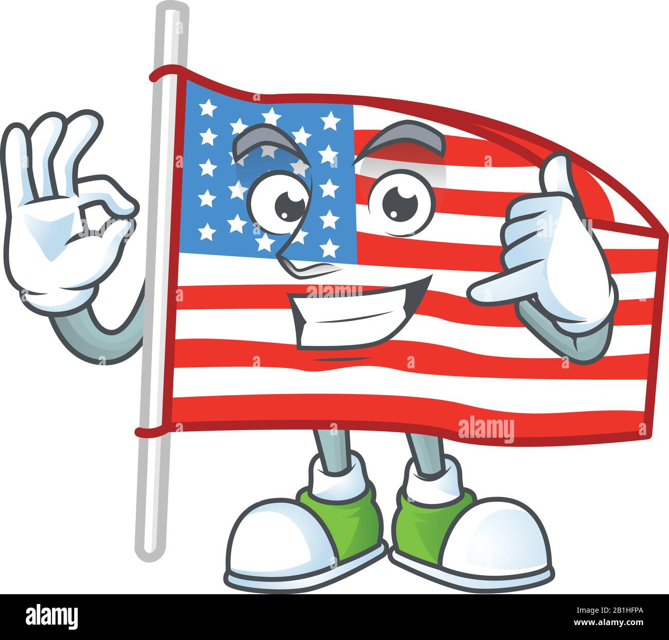Call me funny USA flag with pole mascot picture style Stock Vector ...