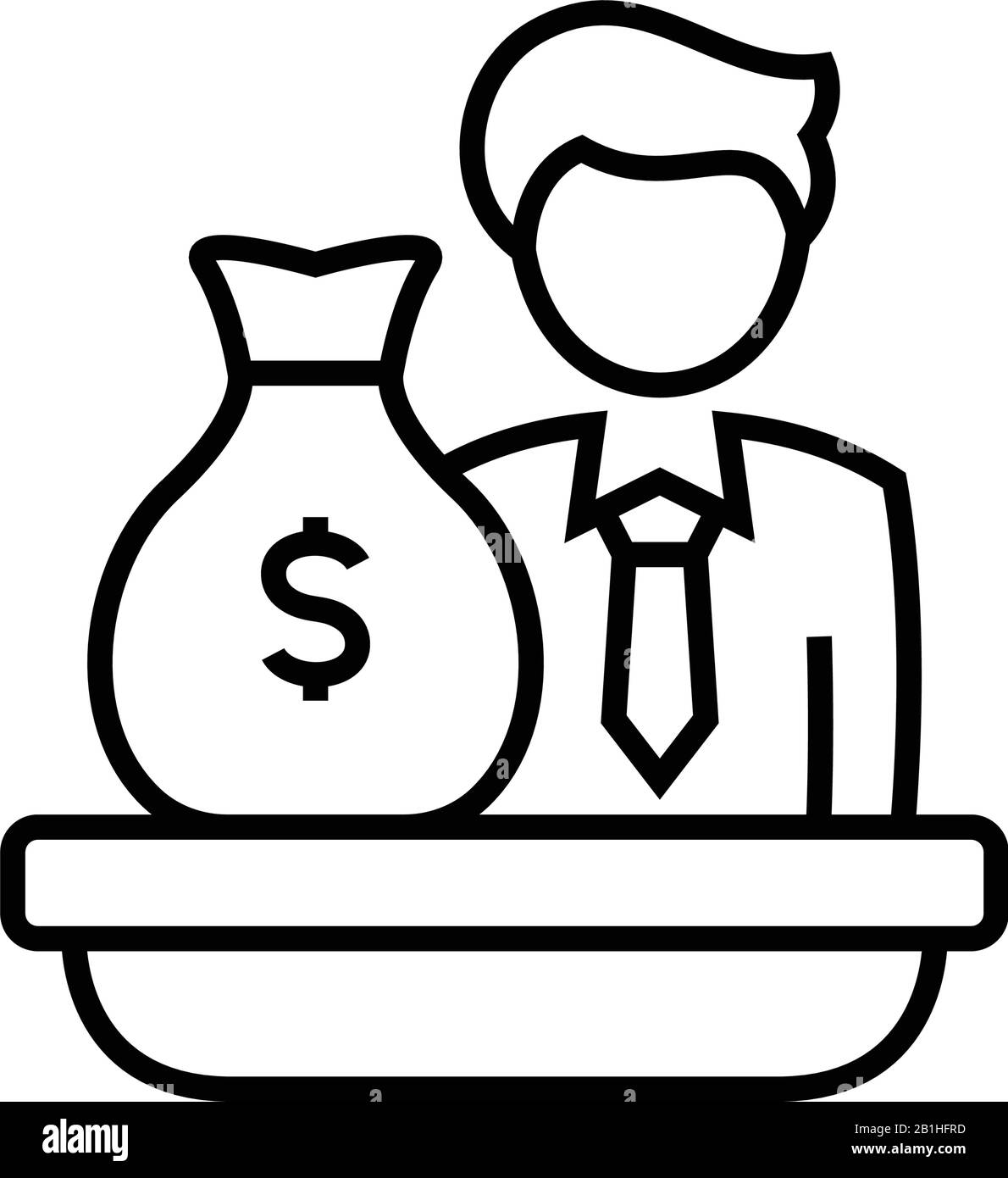 Earning money line icon, concept sign, outline vector illustration ...