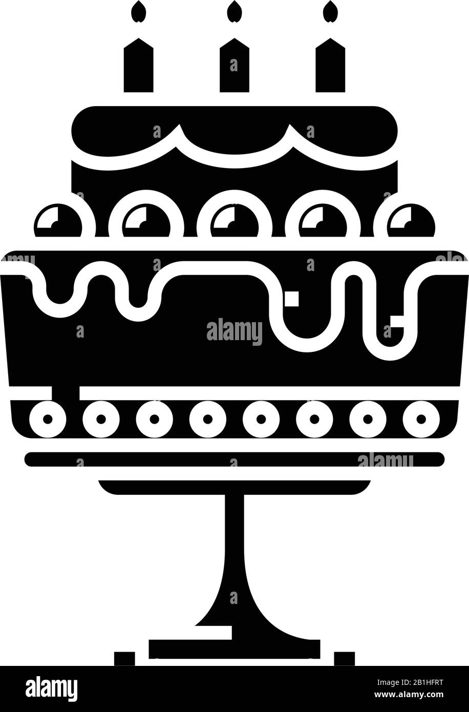 Big cake black icon, concept illustration, vector flat symbol, glyph ...