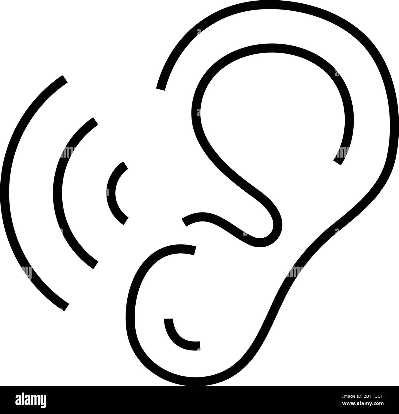 Ears checking line icon, concept sign, outline vector illustration ...