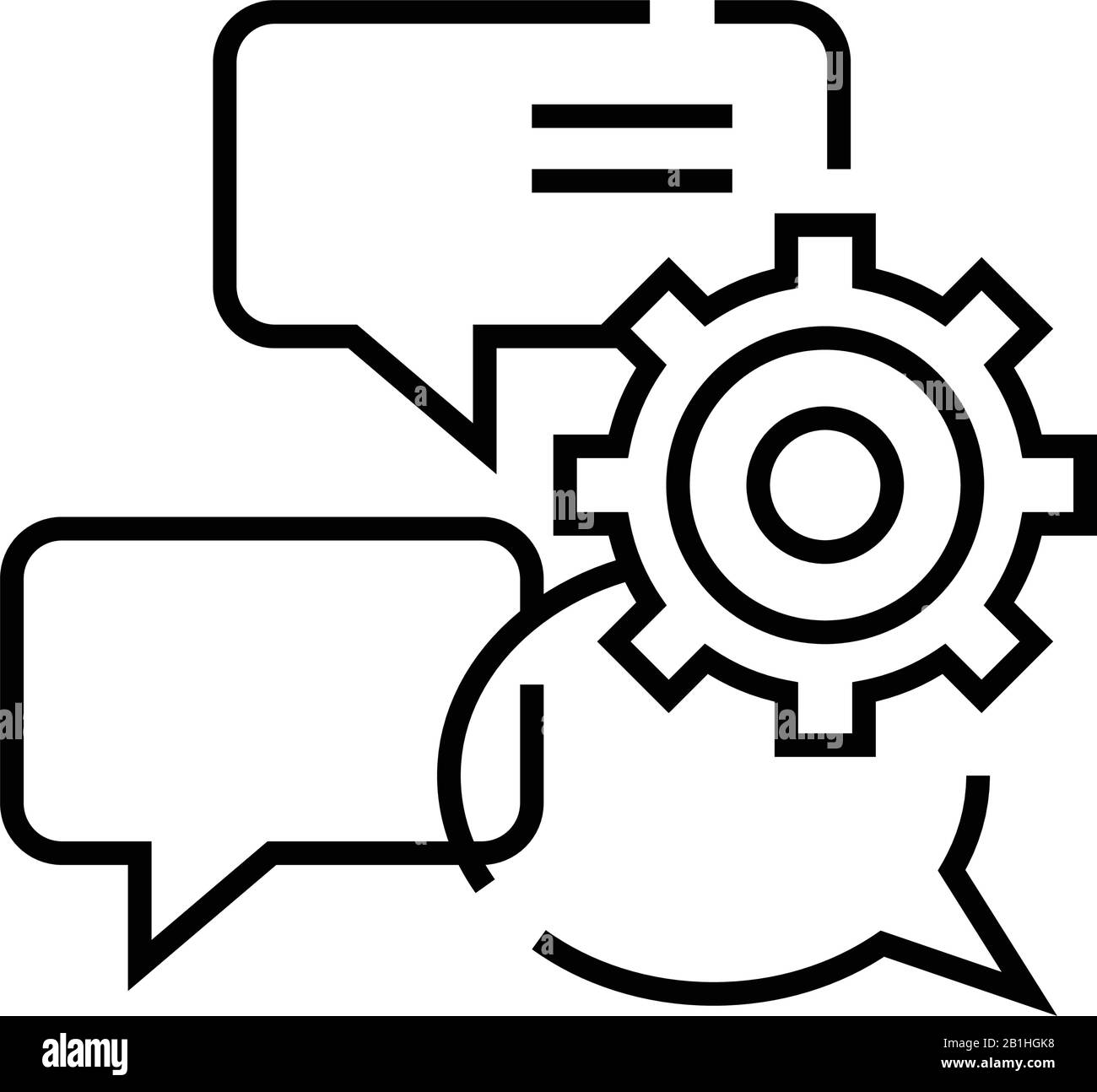 Engineering chat line icon, concept sign, outline vector illustration ...