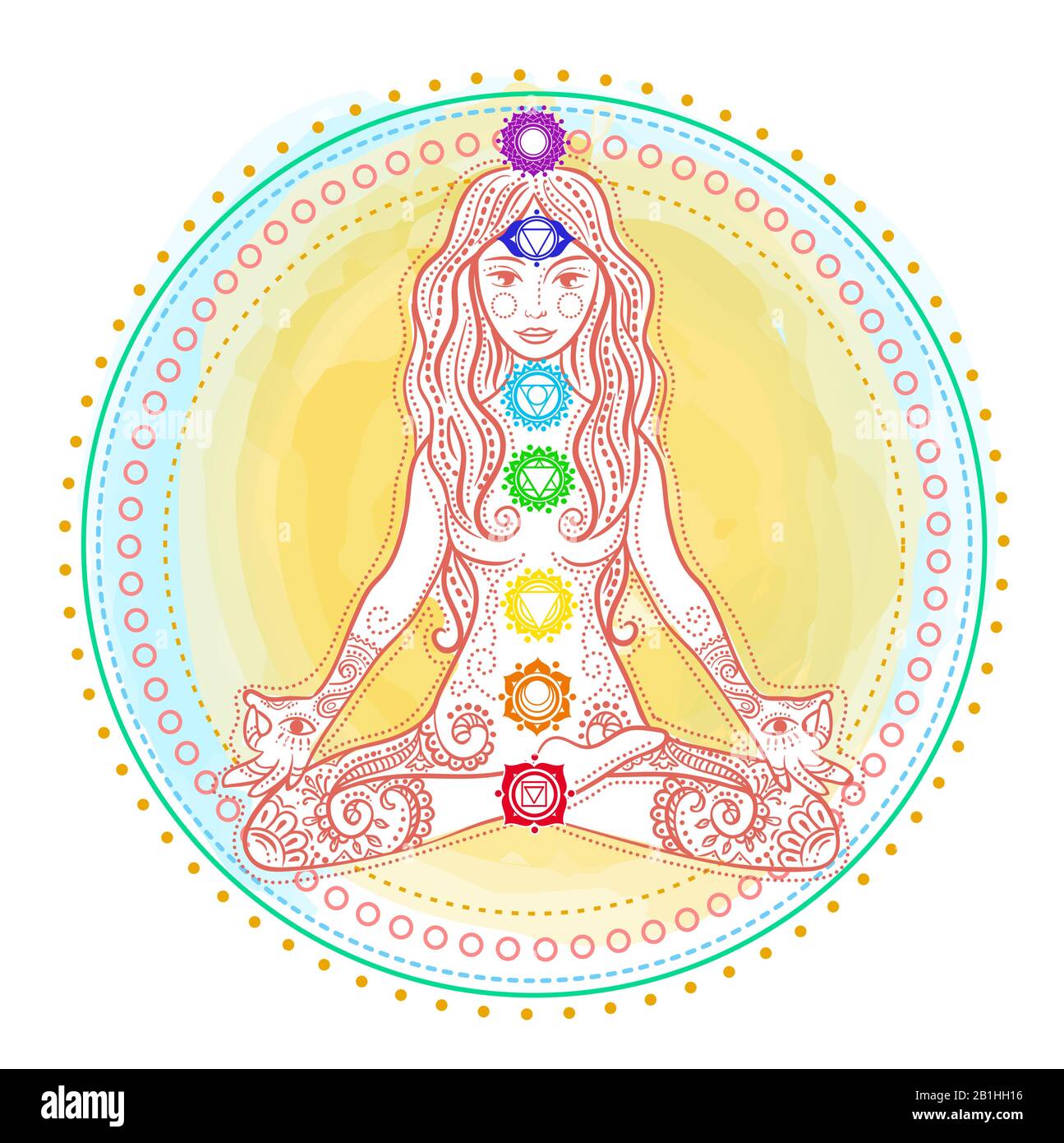 Woman aura chakras in meditation hi-res stock photography and images ...