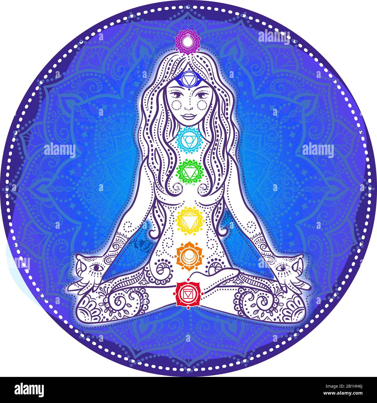 Woman aura chakras in meditation Stock Vector Images - Alamy