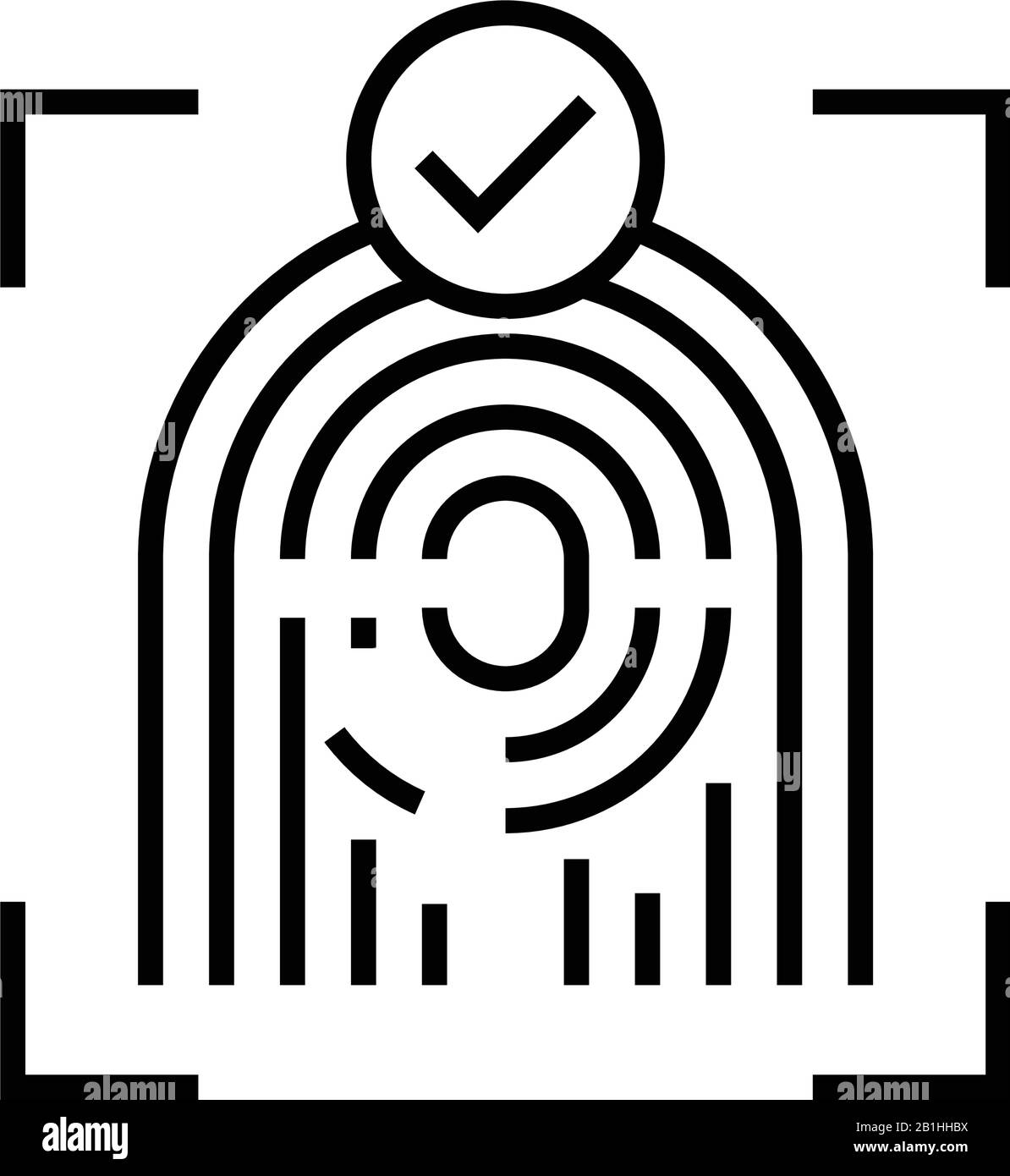 Electronic fingerprint line icon, concept sign, outline vector ...