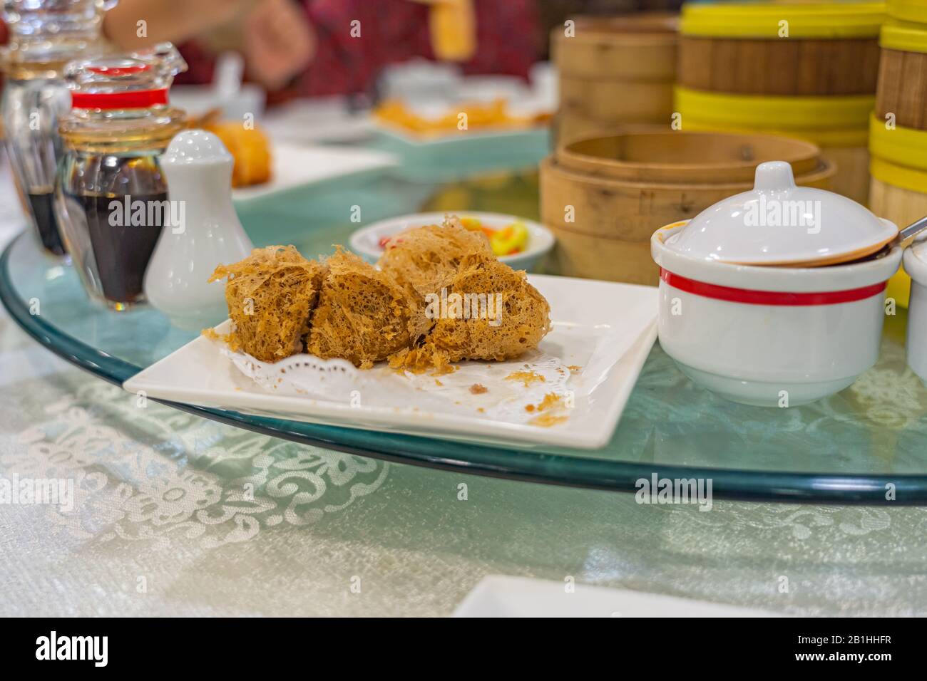 Crispy Hong Kong styled fried taro dumpling in dimsum restaurant Stock ...