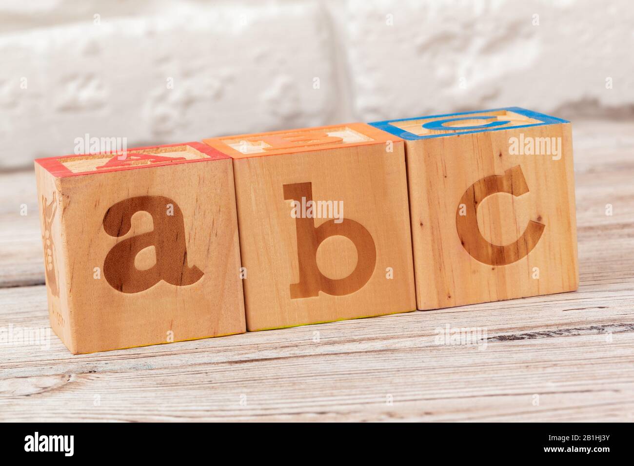 Wooden toy Blocks with the text: abc Stock Photo - Alamy