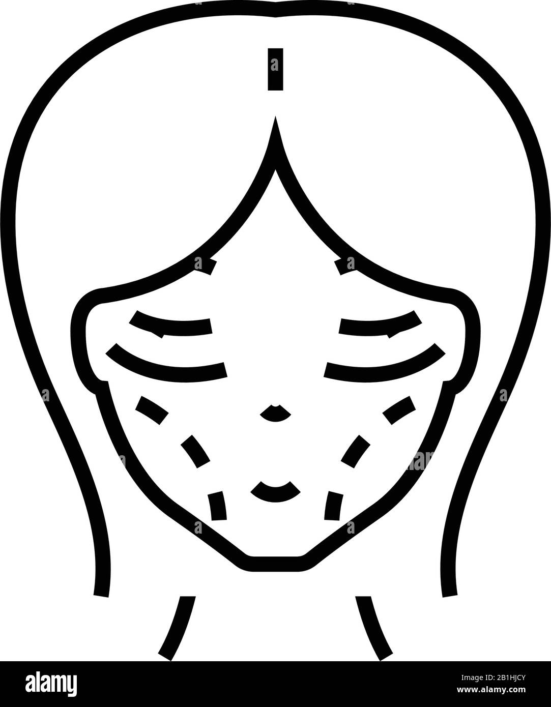 Face illness line icon, concept sign, outline vector illustration ...