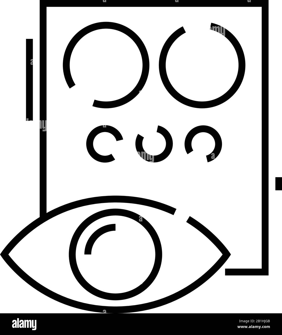 Eye checking line icon, concept sign, outline vector illustration ...