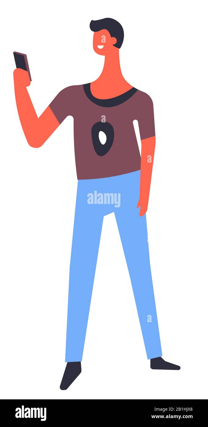 Man using smartphone chatting Cut Out Stock Images & Pictures - Alamy