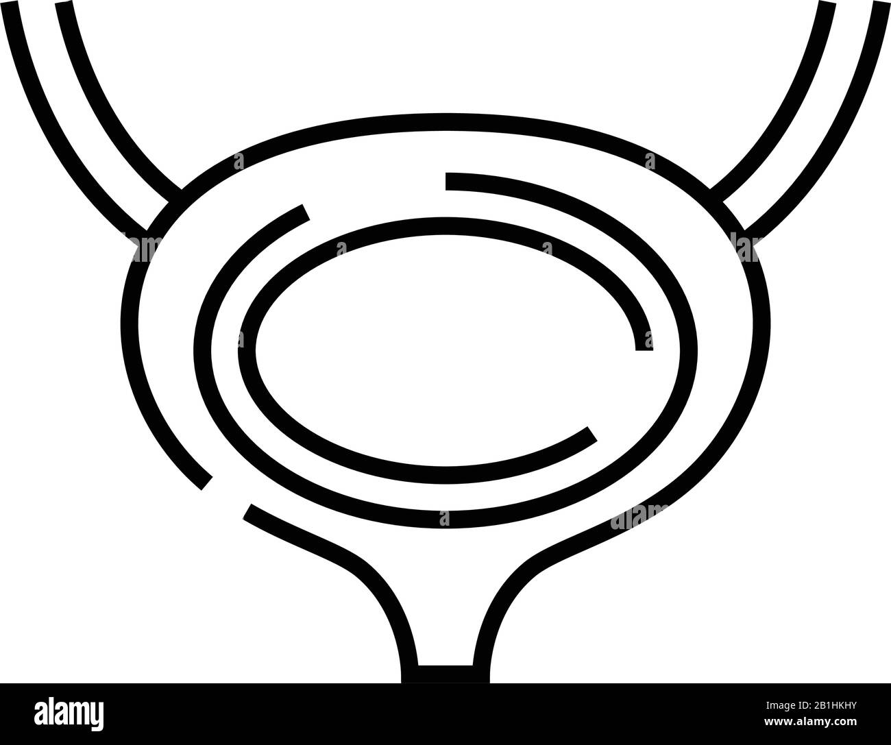 Excretory bladder line icon, concept sign, outline vector illustration ...