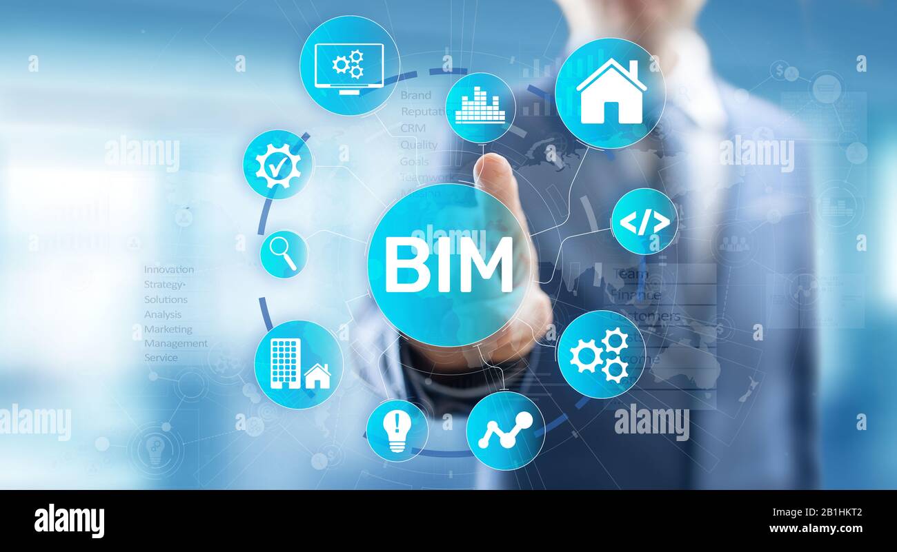 BIM Building Information Modeling Technology concept on virtual screen ...