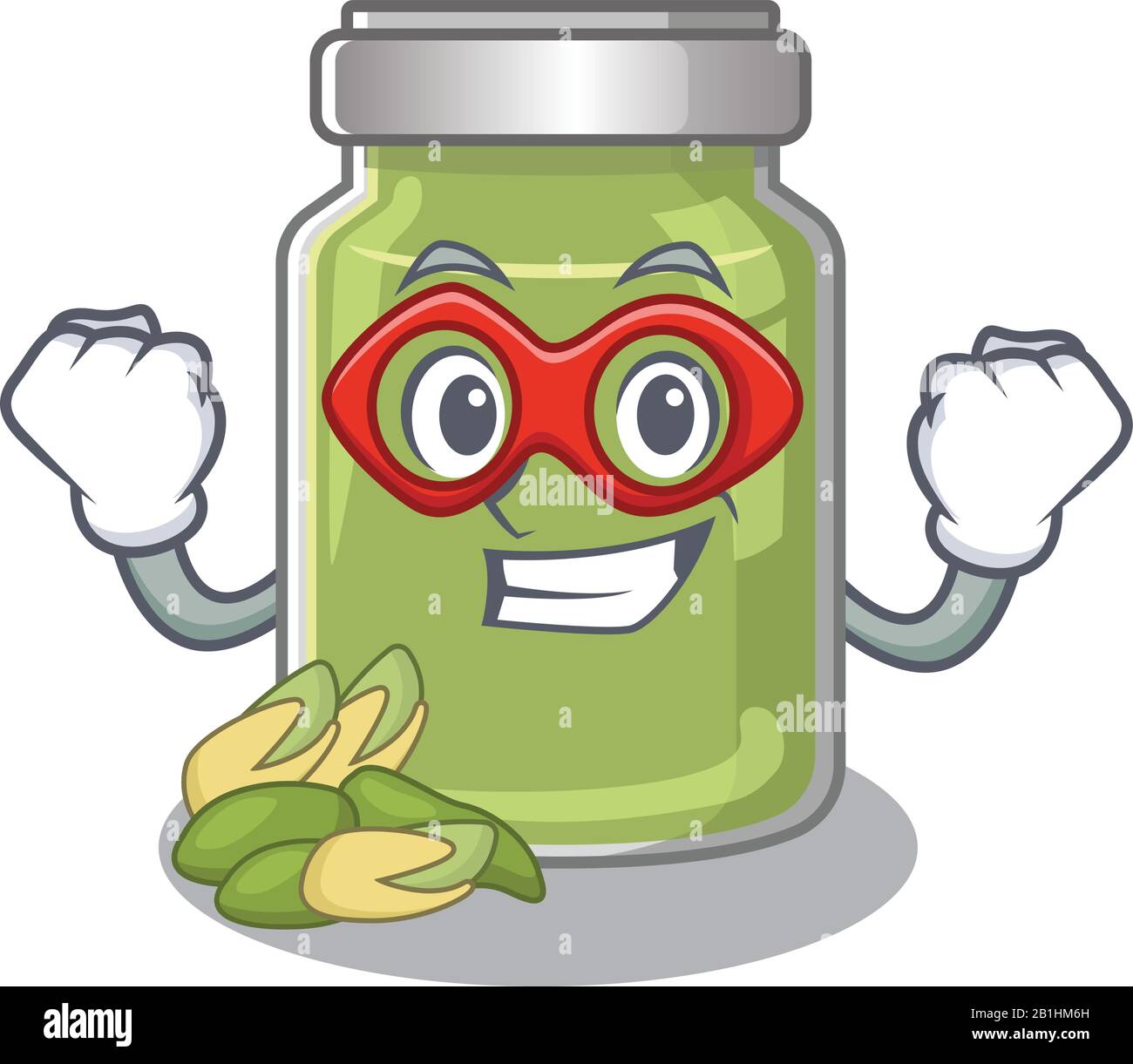 A cartoon concept of pistachio butter performed as a Super hero Stock ...