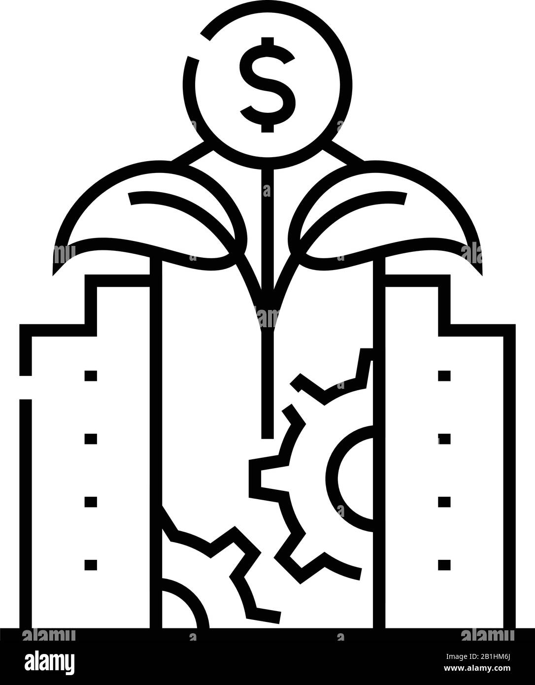 Economic expansion line icon, concept sign, outline vector illustration ...